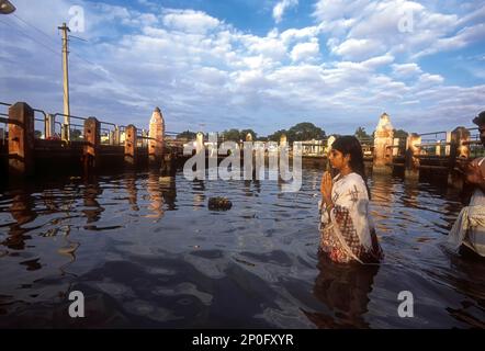 People worshipping Navagraha idols nine planetary deities made of ...