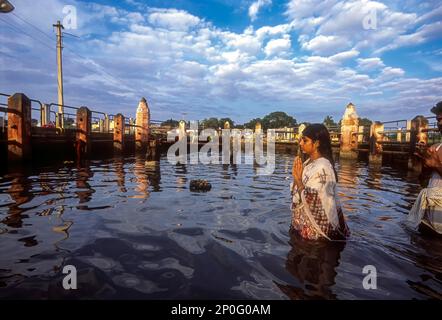 People worshipping Navagraha idols nine planetary deities made of ...