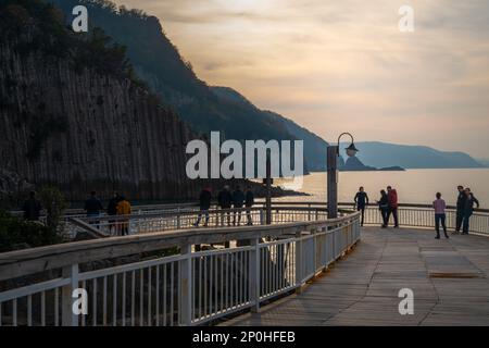 Guzelcehisar, Bartin, Turkey - December 31 2022: Lava, basalt columns ...