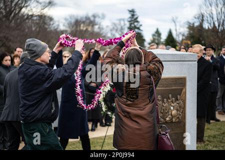 McCool Family Representatives Dan and Jane Tani (behind monument ...