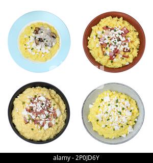 Set with delicious traditional banosh on white background Stock Photo ...