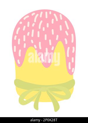 Cute cartoon illustration of Easter cake decorated by twig and eggs ...
