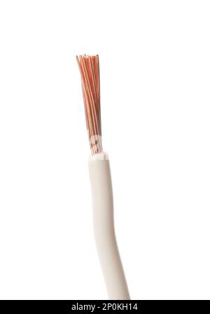 One stripped electrical wire isolated on white Stock Photo - Alamy