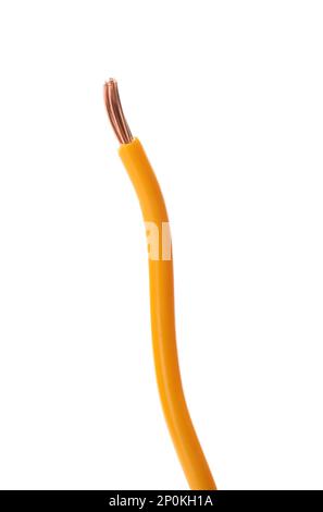 One stripped electrical wire isolated on white Stock Photo - Alamy