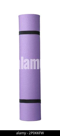 Rolled violet camping mat isolated on white Stock Photo - Alamy