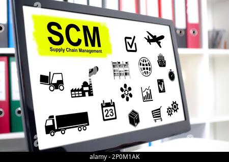 Scm concept shown on a computer screen Stock Photo - Alamy
