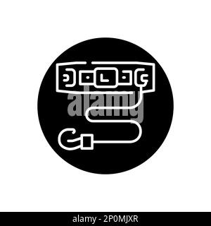 Rock climbing belt black line icon. Mountaineering harness. Personal ...