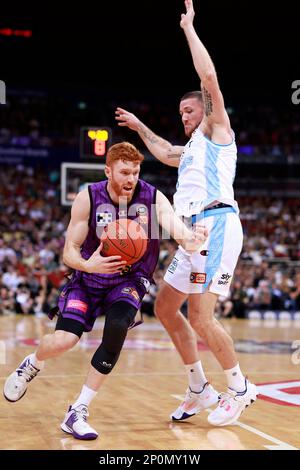 Angus Glover of the Kings drives to the basket during the NBL (National ...