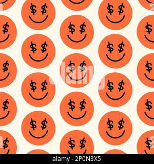 Cute happy repeat seamless emoticon face pattern with large googly eyes ...