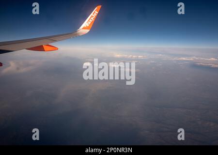 Europe, February 28th 2023: View from a plane window flying over Europe ...