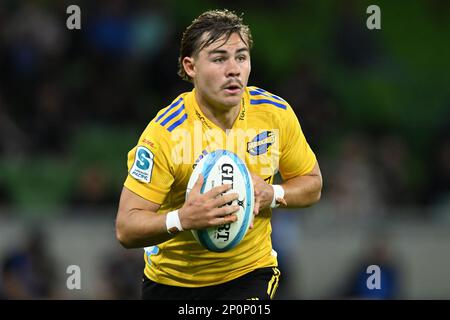 Aidan Morgan of the Hurricanes in action during the Super Rugby Pacific ...