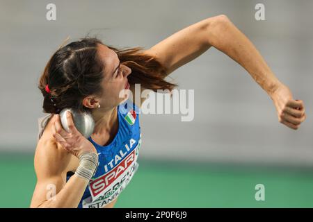 Sveva Gerevini, of Italy, makes an attempt in the Pentathlon Women Shot ...