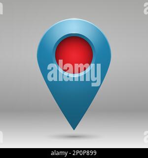 The geolocation icon is blue with highlights on a transparent ...