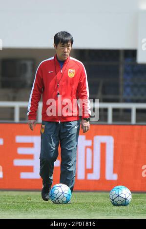 Head coach Gao Hongbo, left, and Feng Xiaoting of Chinese national ...