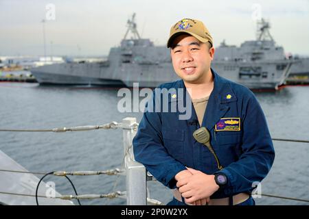 Lt. Cmdr. Jonathan Leo, operations officer of the Independence-class ...
