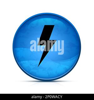 Lightning bolt icon on classy splash green round button Stock Photo - Alamy