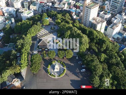 Busan, South Korea - May 2019: The famous colorful statues from "Little ...