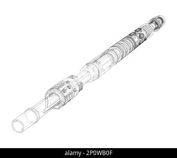 Outline drawing or sketch of cylindrical device Stock Photo - Alamy