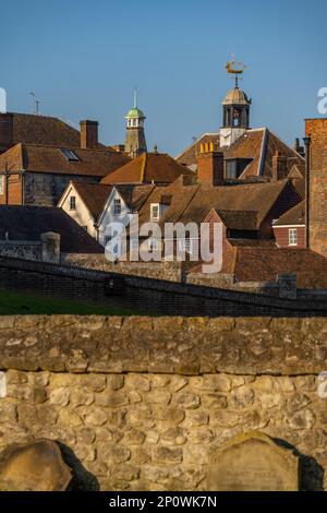 Roofs of buildings along The High St in Rochester Kent Stock Photo - Alamy