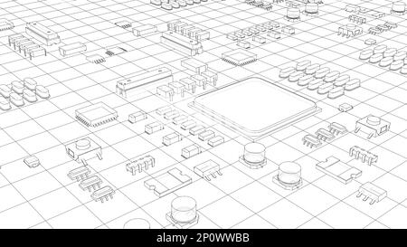 Electric circuit board, various chips Stock Photo - Alamy