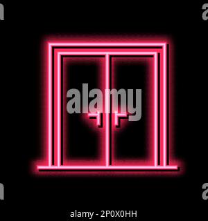 sliding double door neon glow icon illustration Stock Vector Image ...