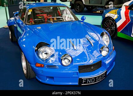 Three-quarters front view of a 1967, MG Magnette Mark IV, on display at ...