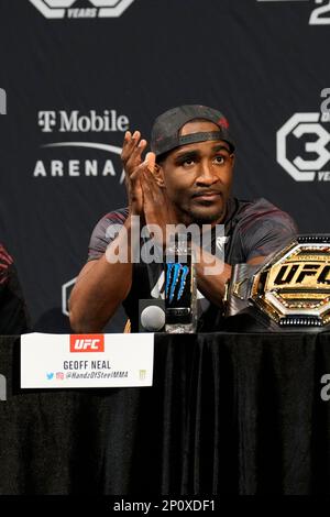 LAS VEGAS, NV - March 2: (L) Geoff Neal and Shavkat Rakhmonov face-off ...