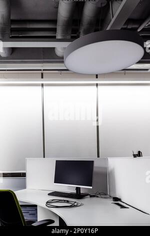 Workplace with computer monitor in office. Concept of digital marketing ...