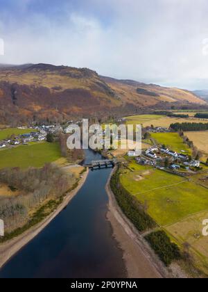 Aerial view of Kinloch Rannoch village Scotland, UK Stock Photo - Alamy