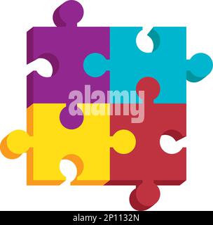 Four colorful puzzle pieces are connecting, symbolizing problem solving ...