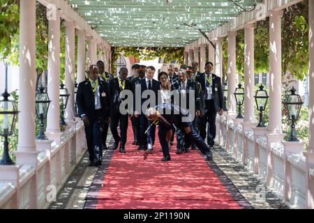 Luanda, Angola. 03rd Mar, 2023. French President Emmanuel Macron and ...