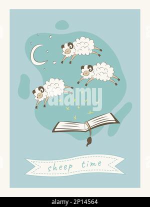 Lullaby dream sheep icon cartoon vector. Cloud dream. People cradle ...
