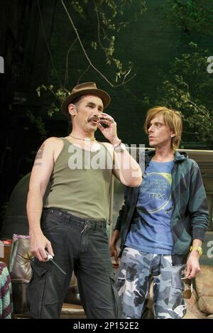 l-r: Mackenzie Crook (Ginger), Mark Rylance (Johnny 'Rooster' Byron ...