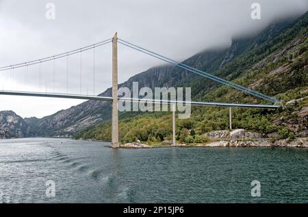 Stavanger city bridge, a cable bridge to the city's islands, with the ...