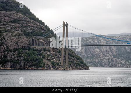 Stavanger city bridge, a cable bridge to the city's islands, with the ...