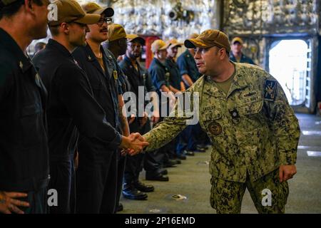 SINGAPORE (Feb. 7, 2023) Sonar Technician (Surface) 3rd Class Thomas ...