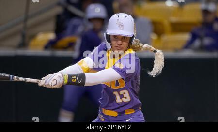 LSU infielder Danieca Coffey (13) runs during an NCAA softball game on ...