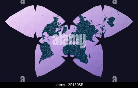 World map connection. Polyhedral Waterman projection. World Network ...