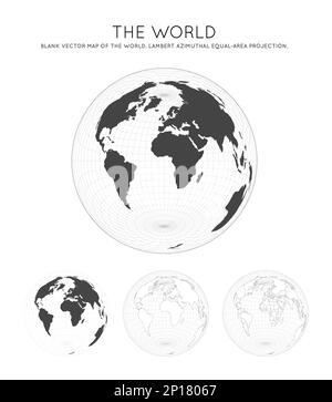 Map of the World. Lambert azimuthal equal-area projection. Globe with ...