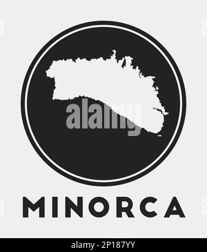 Minorca logo. Sign with the map of island and colored stripes, vector ...