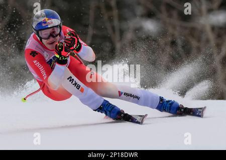 Switzerland's Marco Odermatt competes during a men's World Cup downhill ...