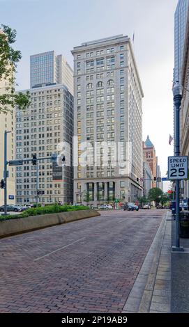 Pittsburgh Downtown: Frick Building is a limestone-clad steel frame ...
