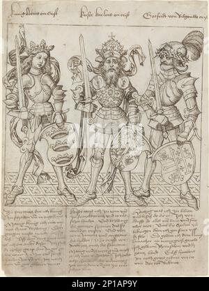 Godfrey de Bouillon, duke of Lower Lorraine holds the Crusader banner ...
