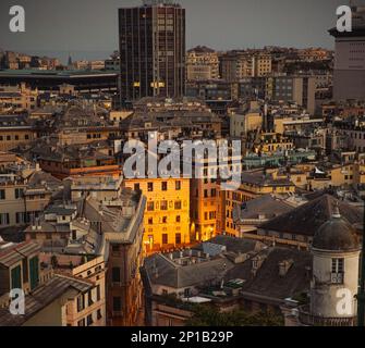 Genoa, 27 September 2021, spectacular views of the historic city center ...