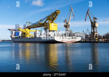 Gdansk, Poland. 3 March 2023. Remontowa Shipyard in Gdansk. Offshore ...