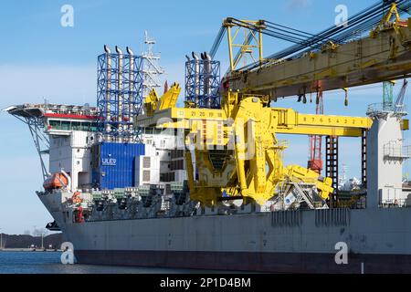Gdansk, Poland. 3 March 2023. Remontowa Shipyard in Gdansk. Offshore ...