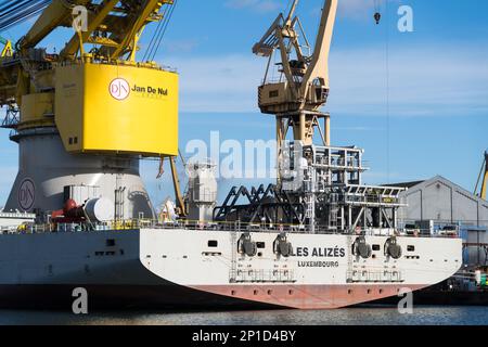 Gdansk, Poland. 3 March 2023. Remontowa Shipyard in Gdansk. Offshore ...