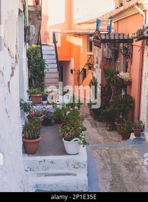 View of Lakones village. Corfu island. Greece Stock Photo - Alamy