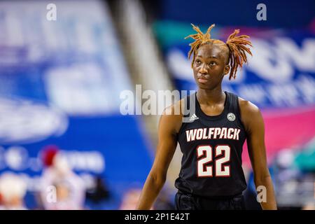 North Carolina State's Saniya Rivers (22) celebrates a basket during ...