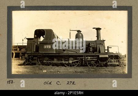 Page of historical photos of steam locomotives, circa 1890 Stock Photo ...